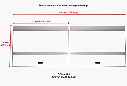 H2Pro Glass Canopy 2 Piece Set for Aqueon All Glass 75/90/110 Gallon 48x18 Aquarium Fish Tank (Each Piece Measure 22.08 x 16.57 x 0.16in)