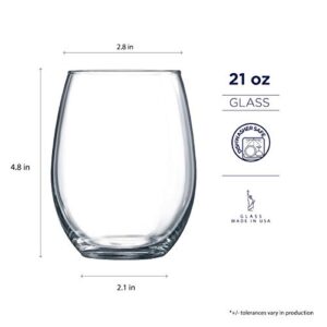 Luminarc Arc International Cachet Stemless Wine Glass, 21 Ounce, Set Of 4, Clear