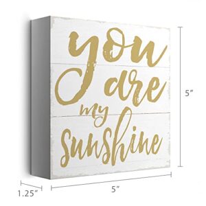 Barnyard Designs 'You Are My Sunshine' Wooden Box Sign Motivational Desk Decor Inspirational, Primitive Decor Office Desk Decorations for Women Office Bathroom Shelf Decor Spiritual Decor, 5x5