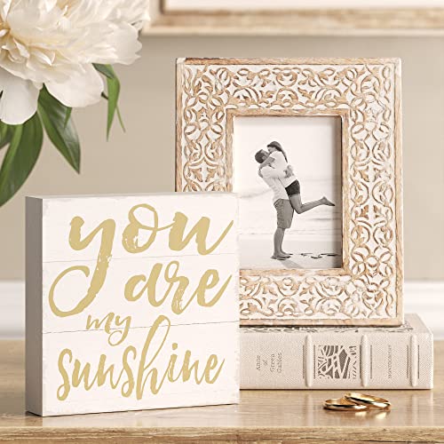 Barnyard Designs 'You Are My Sunshine' Wooden Box Sign Motivational Desk Decor Inspirational, Primitive Decor Office Desk Decorations for Women Office Bathroom Shelf Decor Spiritual Decor, 5x5