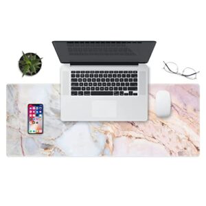 ZYCCW Large Gaming XXL Mouse Pad, Oversized Extended Mouse Mat Pink Marble Desk Pad Keyboard Pad (31.5"x11.8"x0.12") Non-Slip Rubber Stitched Edges(Marble)