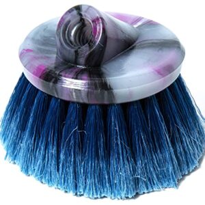 Teravan Blue Round Medium Soft Flow-Thru Brush for Cleaning Car Wheels, Tires, and Utility Cleaning (4.5" Regular Trim)