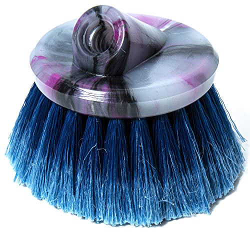 Teravan Blue Round Medium Soft Flow-Thru Brush for Cleaning Car Wheels, Tires, and Utility Cleaning (4.5" Regular Trim)