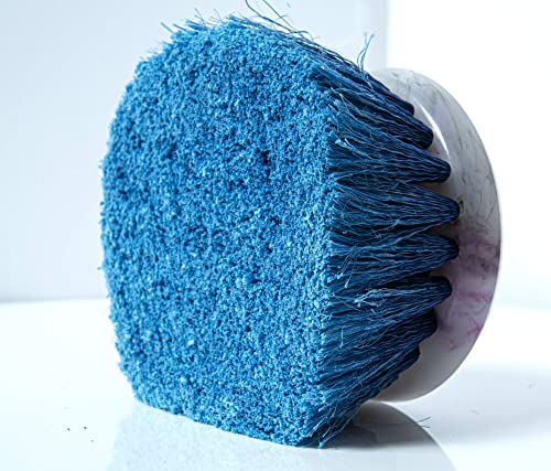 Teravan Blue Round Medium Soft Flow-Thru Brush for Cleaning Car Wheels, Tires, and Utility Cleaning (4.5" Regular Trim)