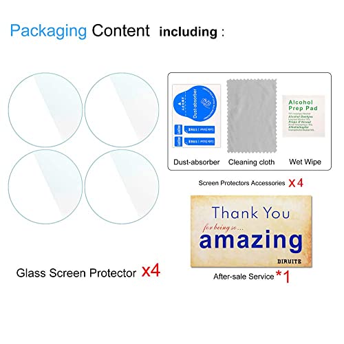 Diruite 4-Pack for Samsung Galaxy Watch 4 Classic 42mm / Galaxy Watch 42mm and Galaxy Watch 3 41mm Screen Protector Tempered Glass [2.5D 9H Hardness][Anti-Scratch]