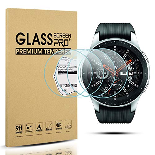 Diruite 4-Pack for Samsung Galaxy Watch 46mm (2018) / Gear S3 Screen Protector Tempered Glass, [2.5D 9H Hardness] [Anti-Scratch] (DO NOT Fit for Galaxy Watch 4 Classic 46mm)