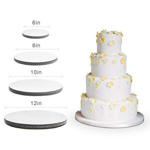 Cake Boards, White Round Cake Circle Base - 6,8,10 and 12 inch, 5 of Each Size