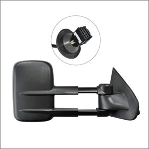 Perfit Zone Towing Mirrors Replacement Fit for 2014-2018 SILVERADO SIERRA, POWER HEATED, W/O SIGNAL,BLACK (PAIR SET)