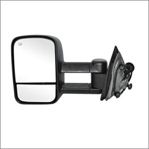 Perfit Zone Towing Mirrors Replacement Fit for 2014-2018 SILVERADO SIERRA, POWER HEATED, W/O SIGNAL,BLACK (PAIR SET)