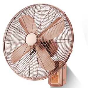 16-inch metal retro wall fan, swinkz mechanical / remote control wall-mounted fan, 3 speed, shaking head, 100w, retro copper ( color : remote control )