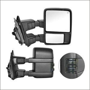 perfit zone towing mirrors replacement fit for 1999-2007 f-250 f-350 f-450 f-550 super duty,power heated,w/smoke signal,black (pair set)