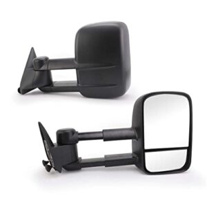 perfit zone towing mirrors replacement fit for 1988-2000 silverado sierra, manual,w/o heated, w/o signal,black (pair set)