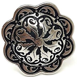 1 1/2" Western Saddle Accented Silver Floral Screw in Conchos 4 Pack