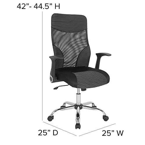 Flash Furniture Milford High Back Ergonomic Office Chair with Contemporary Mesh Design in Black and White