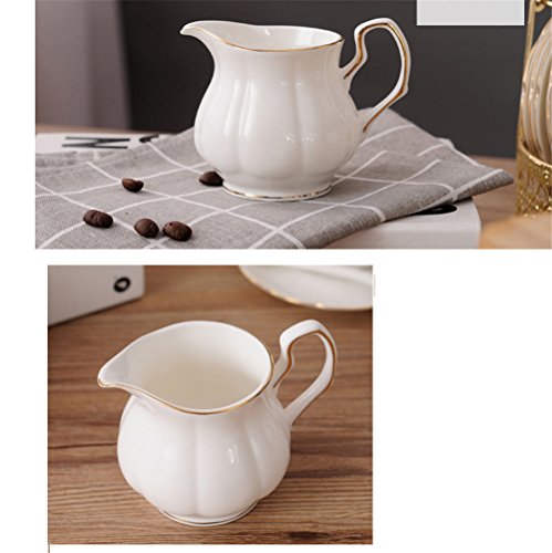 ufengke 15 Pieces Simple White English Ceramic Tea Sets,Tea Pot,Bone China Cups with Metal Holder Matching Spoons,Afternoon Tea Set Service Coffee Set