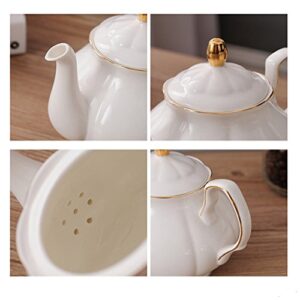 ufengke 15 Pieces Simple White English Ceramic Tea Sets,Tea Pot,Bone China Cups with Metal Holder Matching Spoons,Afternoon Tea Set Service Coffee Set