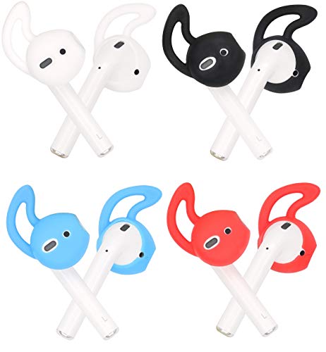 JNSA 4 Pairs Hooks and Covers Compatible with AirPods,Compatible with EarPods, Anti Drop Noise Canceling Hook Design for Sport, 4 Pairs Set 4 Colors