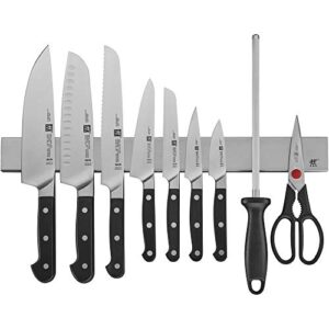 zwilling pro 10-pc knife set with 17.5-inch stainless magnetic knife bar