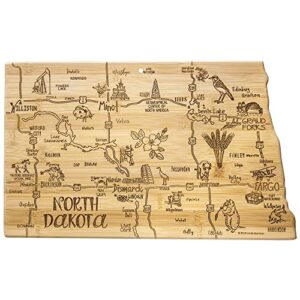 totally bamboo destination north dakota state shaped serving and cutting board, includes hang tie for wall display