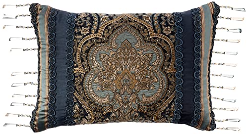 Five Queens Court Palmer Boudoir Decorative Throw Pillow, Teal, 21X15