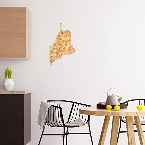 Totally Bamboo Destination Maine State Shaped Serving and Cutting Board, Includes Hang Tie for Wall Display