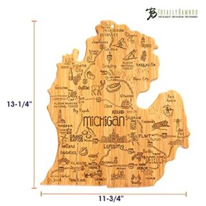 Totally Bamboo Destination Michigan State Shaped Serving and Cutting Board, Includes Hang Tie for Wall Display