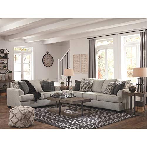 Signature Design by Ashley Velletri Chenille Stylish Loveseat with 2 Accent Pillows, Beige