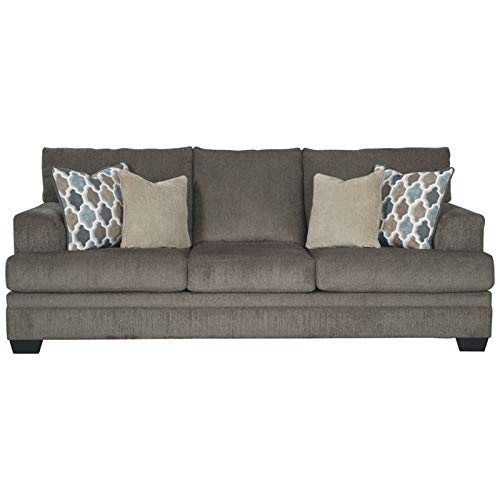 Signature Design by Ashley Dorsten Contemporary Queen Sofa Sleeper with 4 Throw Pillows, Gray