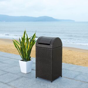 safavieh outdoor collection serapis black wicker trash bin