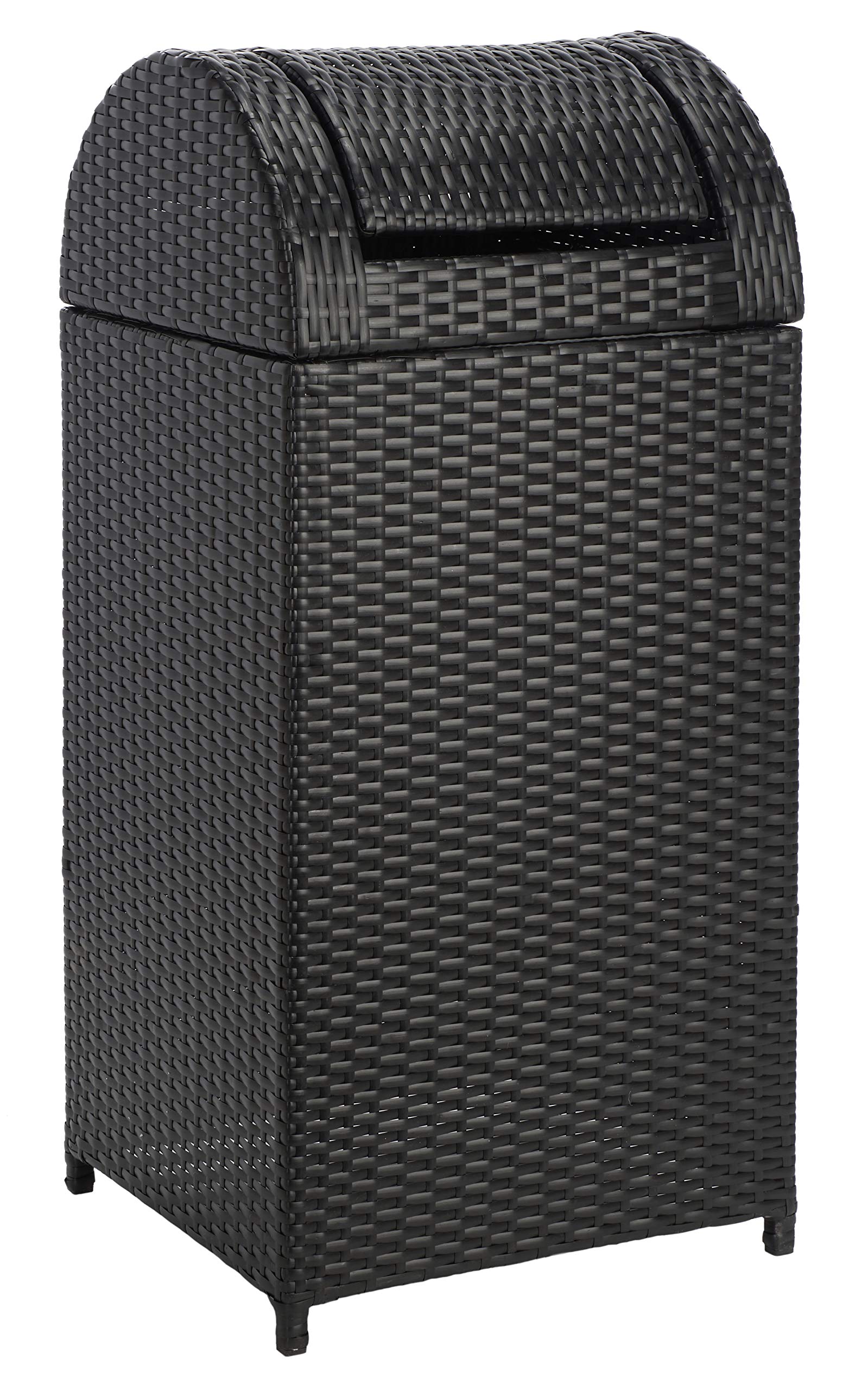 Safavieh Outdoor Collection Serapis Black Wicker Trash Bin