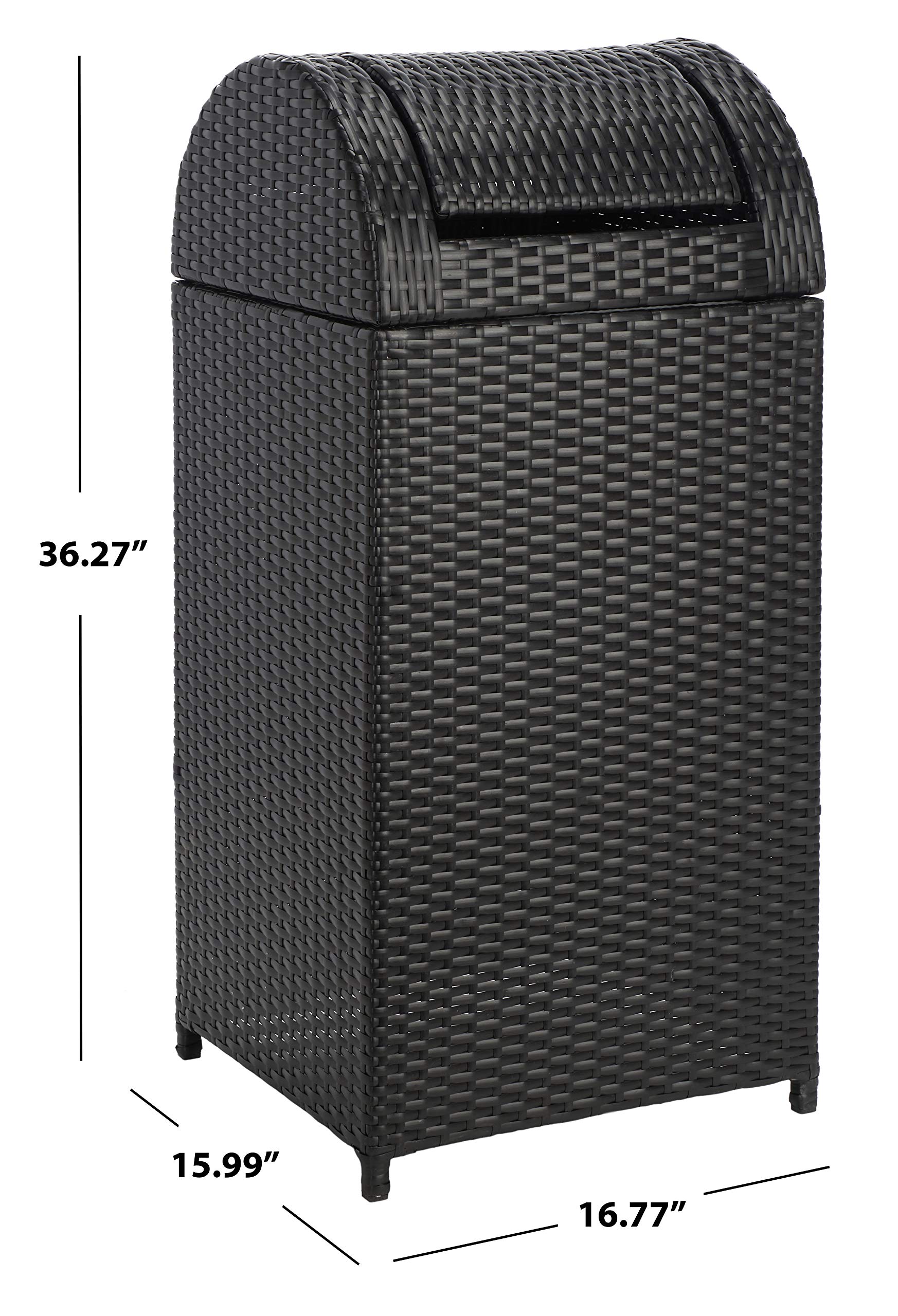 Safavieh Outdoor Collection Serapis Black Wicker Trash Bin