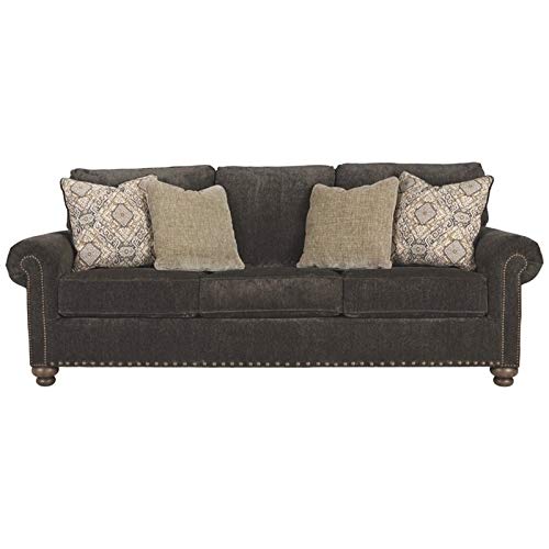 Signature Design by Ashley Stracelen New Traditional Queen Sofa Sleeper with Nailhead Trim, Dark Brown