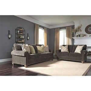 Signature Design by Ashley Stracelen New Traditional Queen Sofa Sleeper with Nailhead Trim, Dark Brown