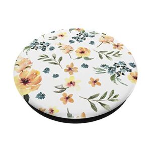 Yellow Blue Floral Flowers Pattern PopSockets PopGrip: Swappable Grip for Phones & Tablets