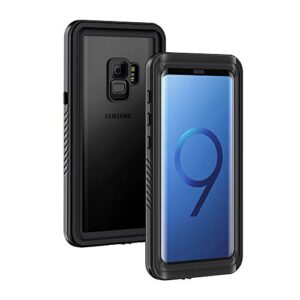 lanhiem samsung galaxy s9 case, ip68 waterproof dustproof shockproof case with built-in screen protector, full body sealed underwater protective clear cover for samsung s9 (black)