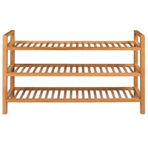 vidaXL Shoe Rack with 3 Shelves Solid Oak Wood 39.4"x10.6"x23.4"