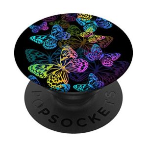 bright colored butterflies popsockets popgrip: swappable grip for phones & tablets