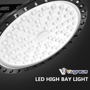 Viugreum 300W UFO LED High Bay Light, 30000LM 6500K Daylight White Ultra Thin LED Warehouse Lighting, IP65 Waterproof Commercial Bay Lighting for Garage Barn Workshop Gym