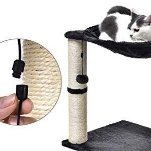 Amazon Basics Cat Tower with Hammock and Scratching Posts for Indoor Cats, 15.8 x 15.8 x 19.7 Inches, Gray