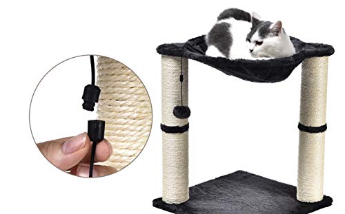 Amazon Basics Cat Tower with Hammock and Scratching Posts for Indoor Cats, 15.8 x 15.8 x 19.7 Inches, Gray