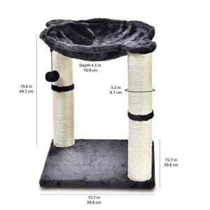 Amazon Basics Cat Tower with Hammock and Scratching Posts for Indoor Cats, 15.8 x 15.8 x 19.7 Inches, Gray