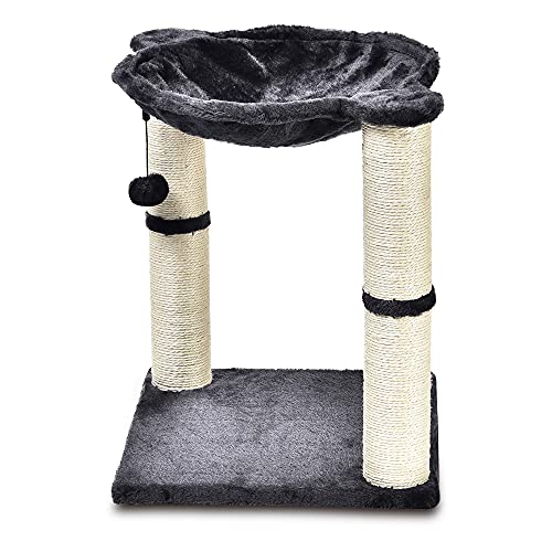 Amazon Basics Cat Tower with Hammock and Scratching Posts for Indoor Cats, 15.8 x 15.8 x 19.7 Inches, Gray