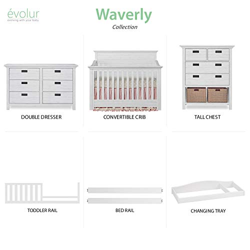 Evolur Waverly Double Dresser in Weathered White , 54x20.25x33 Inch (Pack of 1)