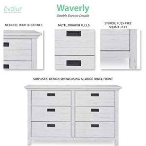 Evolur Waverly Double Dresser in Weathered White , 54x20.25x33 Inch (Pack of 1)