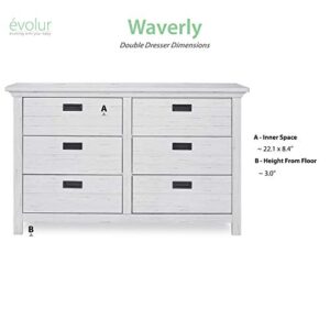 Evolur Waverly Double Dresser in Weathered White , 54x20.25x33 Inch (Pack of 1)