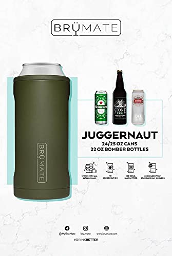 BrüMate Hopsulator Juggernaut Double-walled Stainless Steel Insulated Can Cooler For 24 Oz And 25 Oz Cans (OD Green)