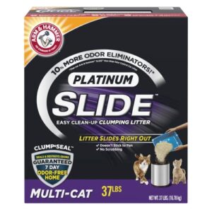 arm & hammer platinum slide easy clean, clumping litter, multi-cat, 37 lbs