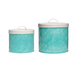 amici pet akita light blue 90 & 180 oz metal treats canisters, 2 size set