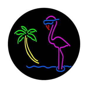 Neon, Pink Flamingo, Tropical, Colorful, Artwork Pop-Socket PopSockets PopGrip: Swappable Grip for Phones & Tablets