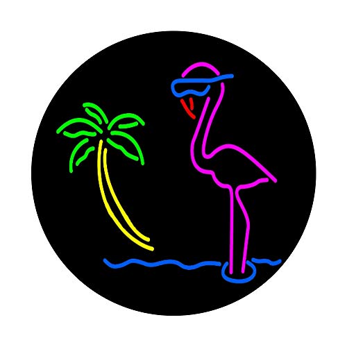 Neon, Pink Flamingo, Tropical, Colorful, Artwork Pop-Socket PopSockets PopGrip: Swappable Grip for Phones & Tablets